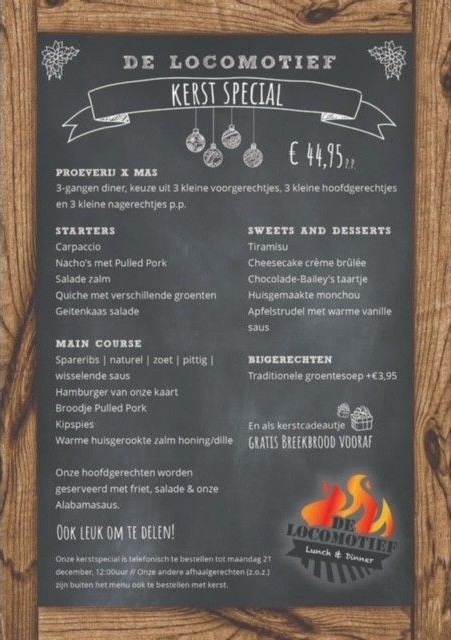Restaurant De Locomotief Groesbeek is iedere dag geopend